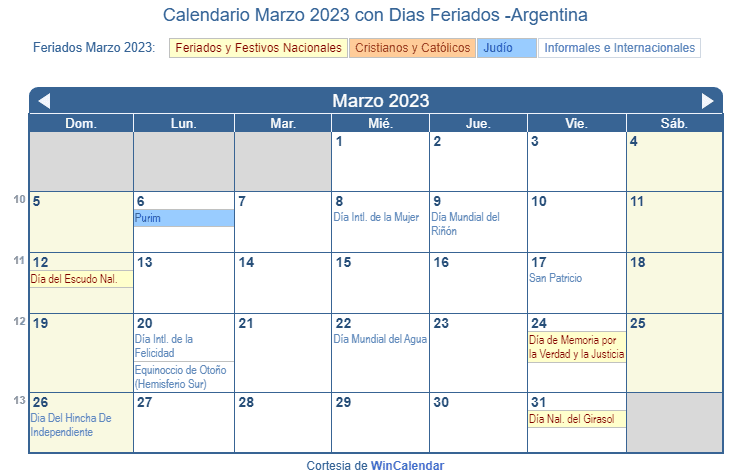 Calendario De San Patricio Marzo 2023