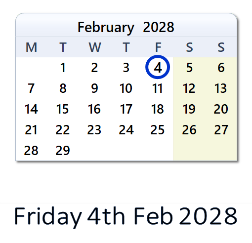 4 February 2028 Calendar with Holidays and Count Down - NZL
