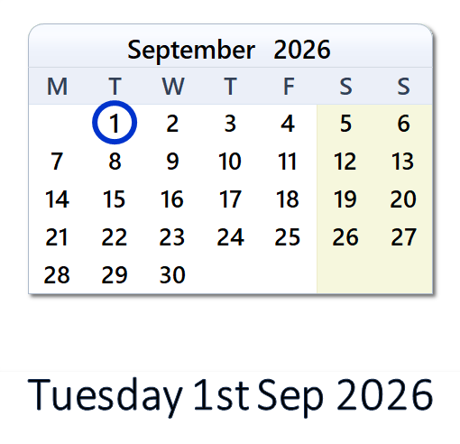 1 Sep 2026: Holidays, Top Events, Sports & Countdown - UK
