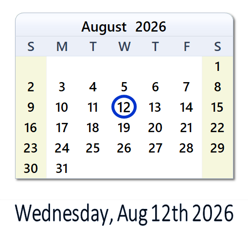 Aug 12, 2026: Holidays, Top Events, Sports & Countdown - USA