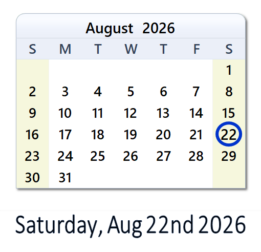 Aug 22, 2026: Holidays, Top Events, Sports & Countdown - USA