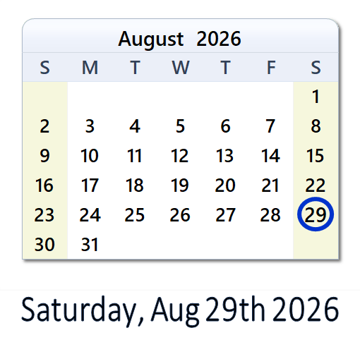 Aug 29, 2026: Holidays, Top Events, Sports & Countdown - USA