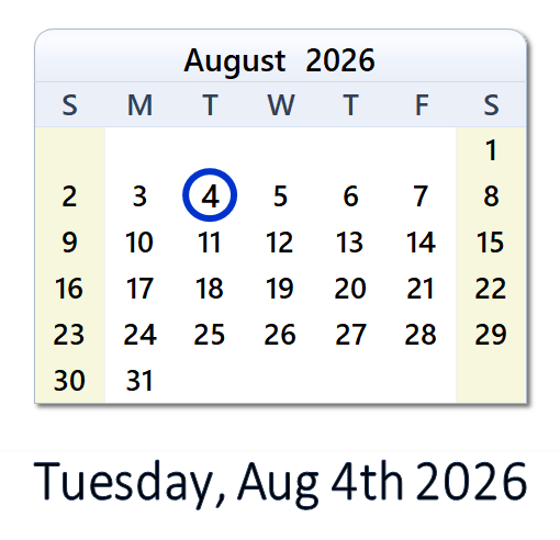 Aug 4, 2026: Holidays, Top Events, Sports & Countdown - USA