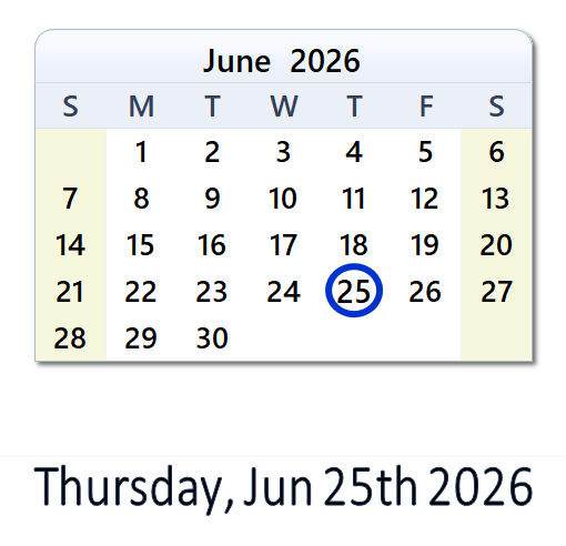 Jun 25, 2026: Holidays, Top Events, Sports & Countdown - USA