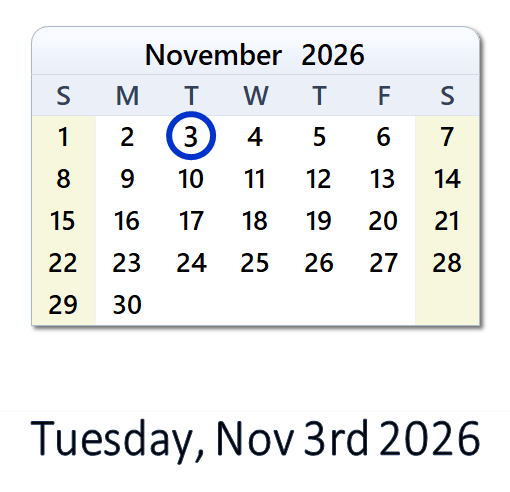 Nov 3, 2026: Holidays, Top Events, Sports & Countdown - USA