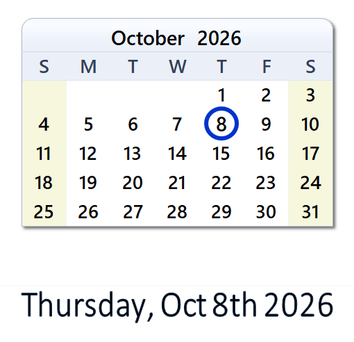 Oct 8, 2026: Holidays, Top Events, Sports & Countdown - USA