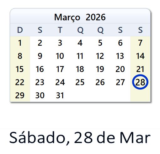 28 de Março, 2026 Calendário com notícias e tweets do dia - BRA
